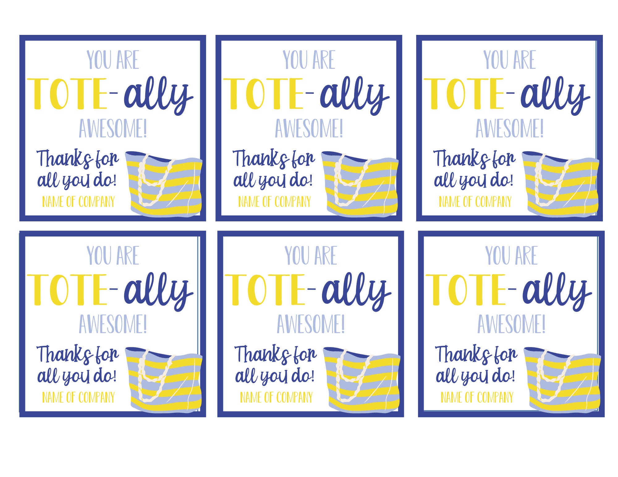 Editable Tote Gift Tag Tote-ally Appreciation Tag Staff - Etsy