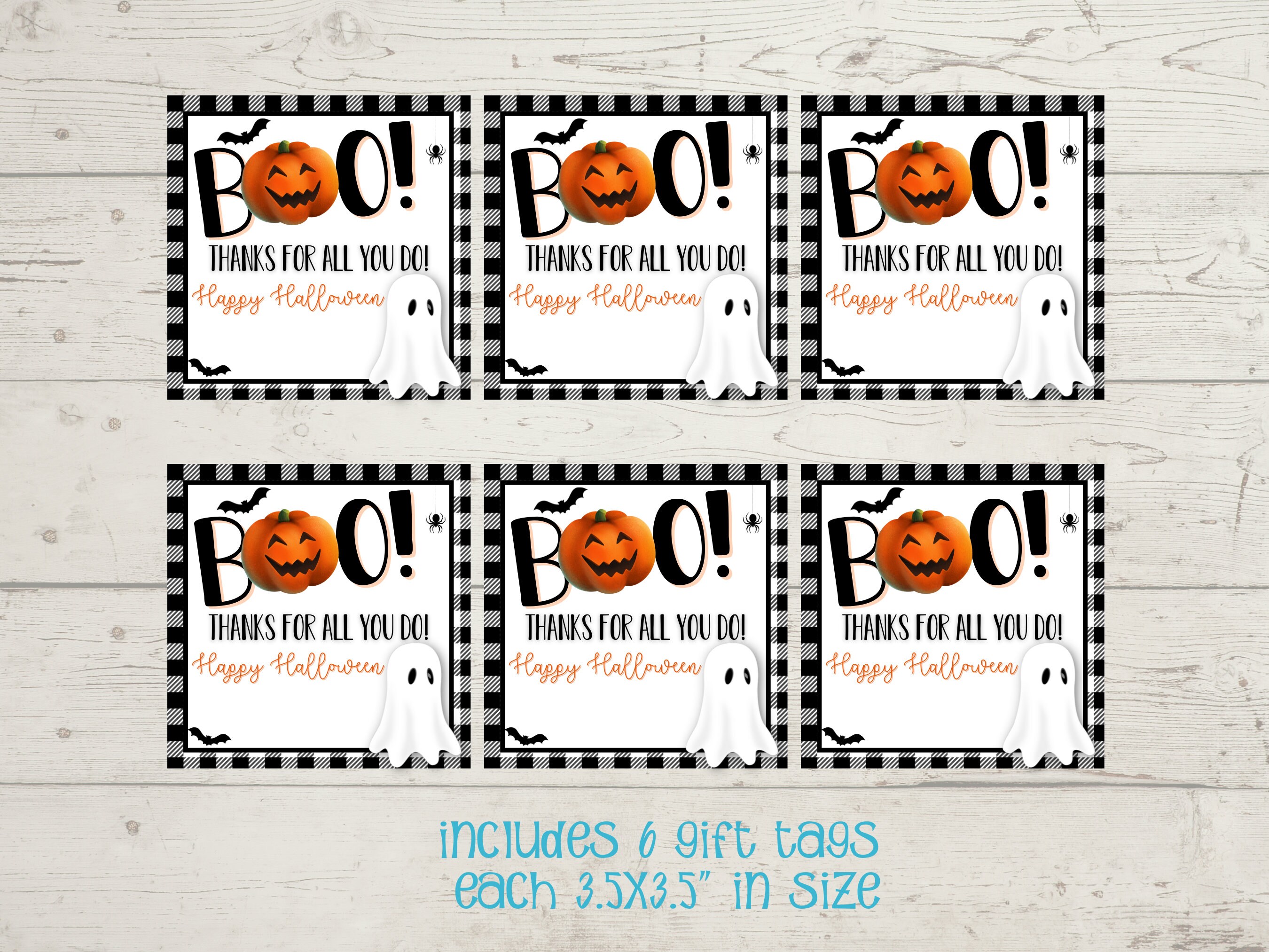 Editable Halloween Gift Tag , Boo Thanks for All You Do, Gift Tag for ...