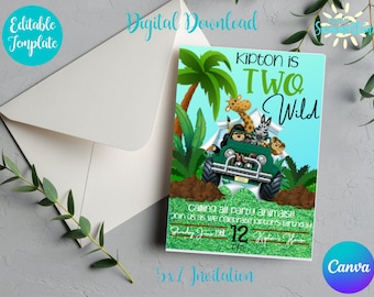 Editable Jungle Safari Digital Birthday Invitation Jungle | Etsy