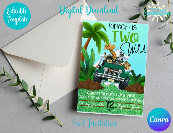 Editable Jungle Safari Digital Birthday Invitation Jungle - Etsy