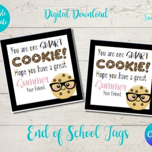Editable End of Year Gift Tag You Are One Smart Cookie Tag - Etsy