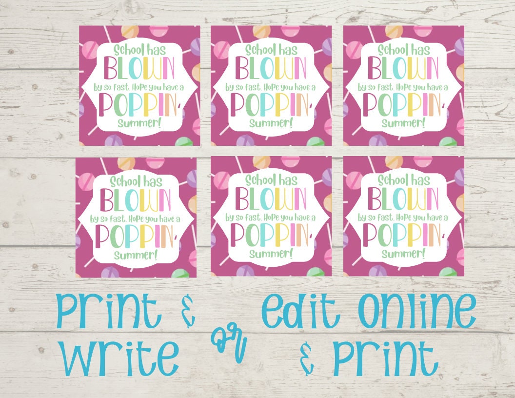 Editable Blow Pop Gift Tag, Gift Tag, End of Year Gift Tags for ...