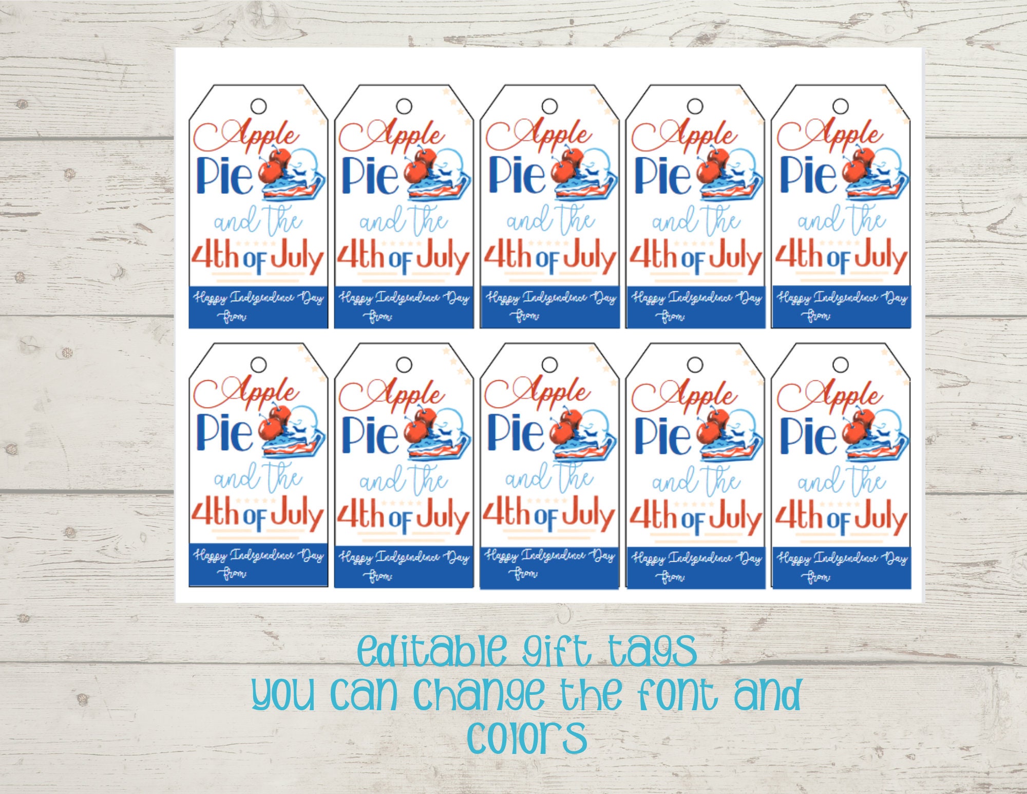 Editable Fourth of July Gift Tag 4th of July Favor Tag - Etsy