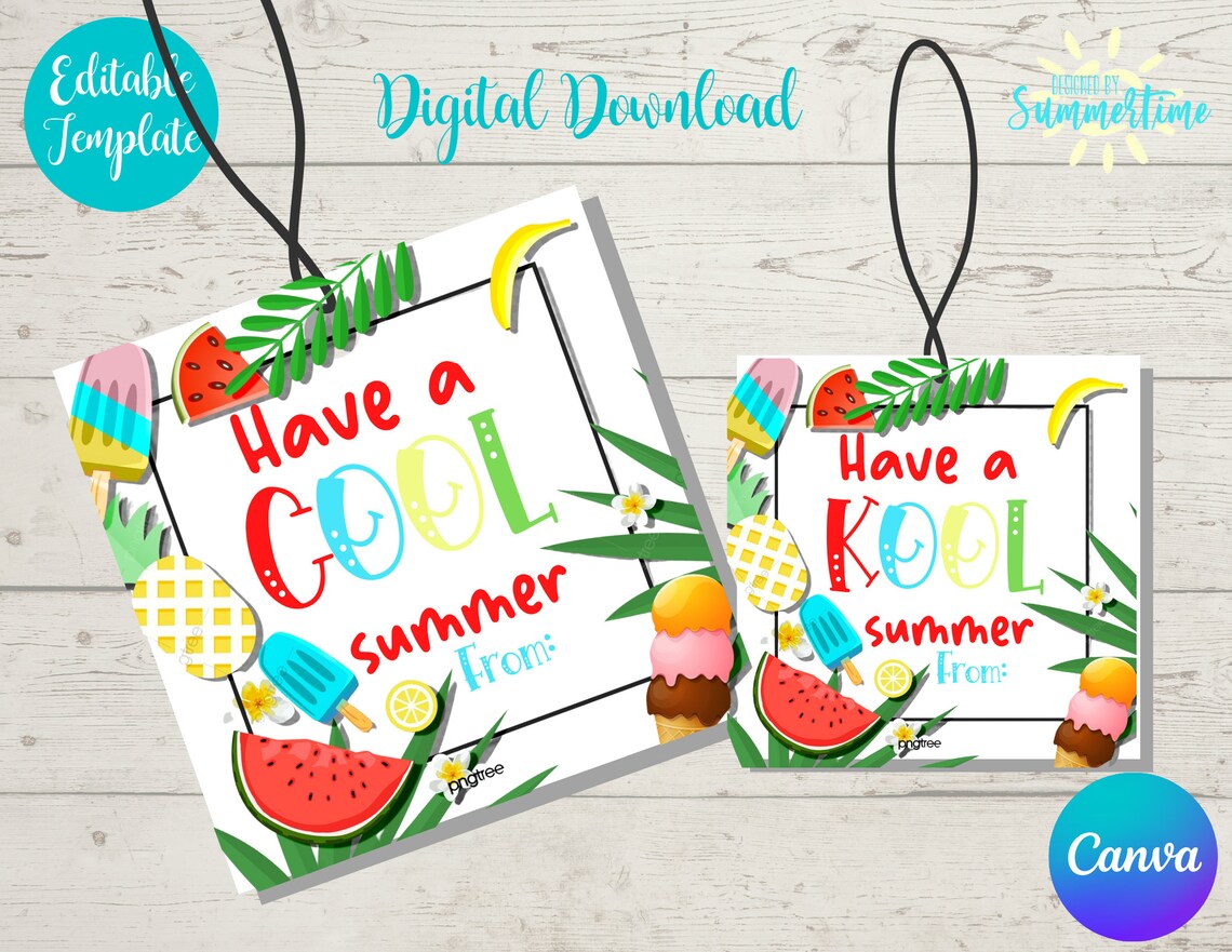 Editable End of Year Gift Tag , Kool/cool Summer Tag , End of Year Gift ...