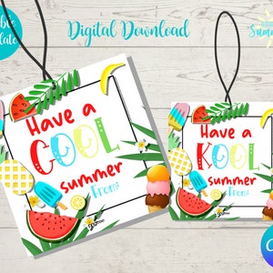 Editable End of Year Gift Tag , Kool/cool Summer Tag , End of Year Gift ...