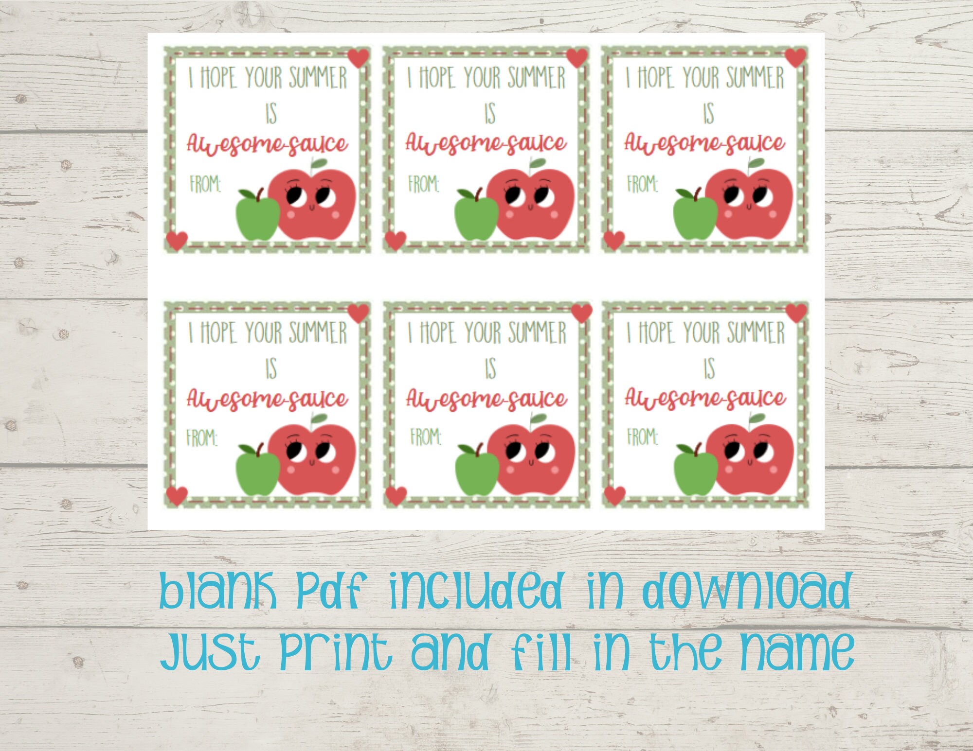 Editable End of Year Gift Tag , Awesome-sauce Summer Tag , End of Year ...