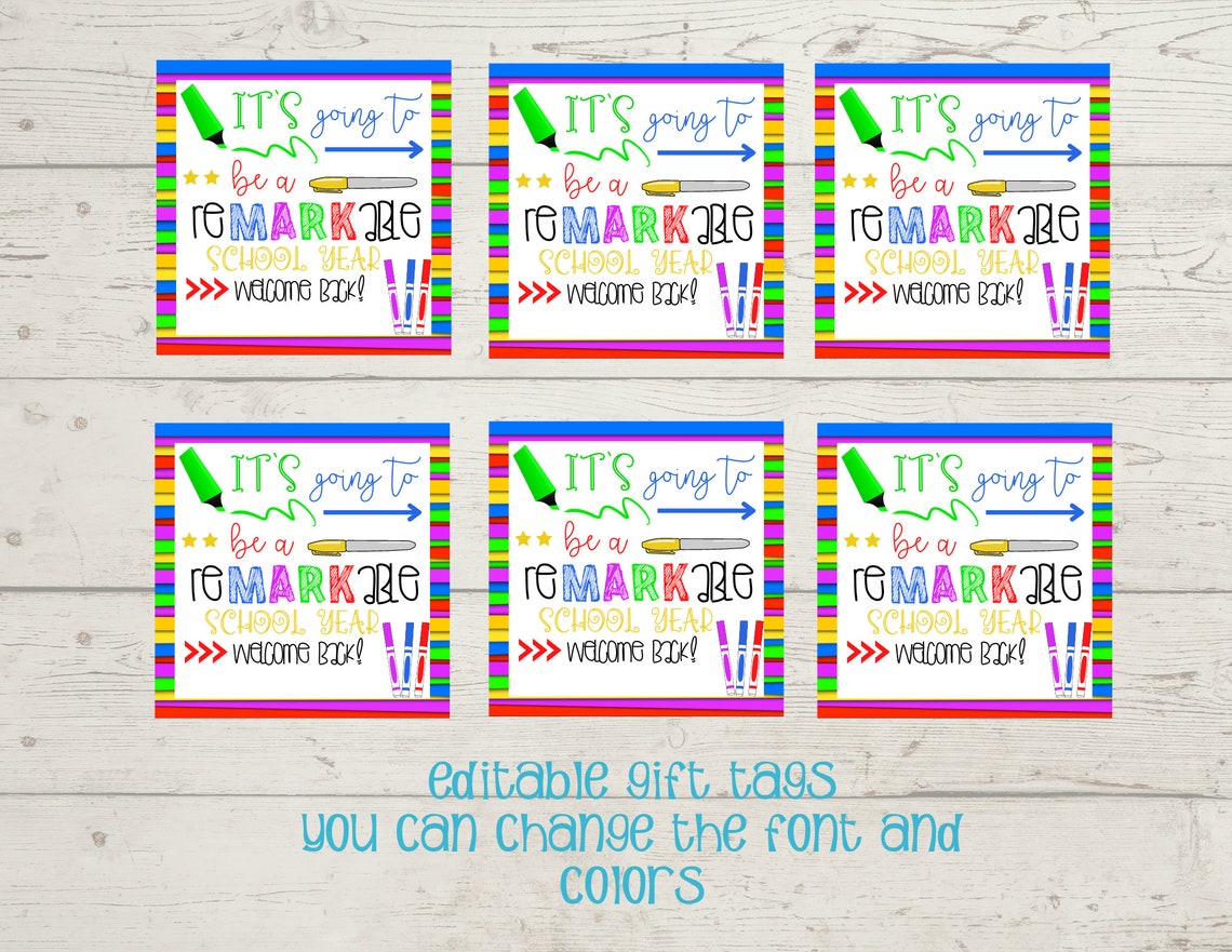 Editable Beginning of School Gift Tag , Remarkable Year Tag , School ...
