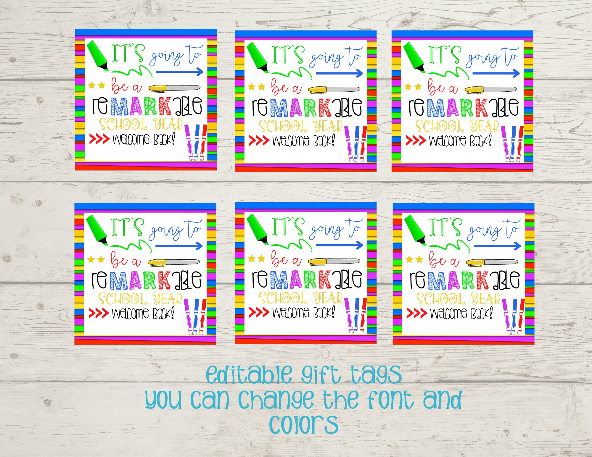 Editable Beginning of School Gift Tag , Remarkable Year Tag , School ...