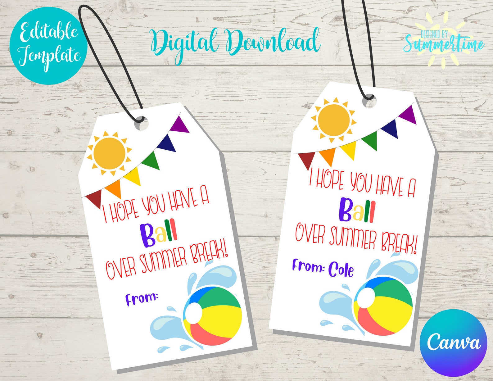 Editable End of Year Gift Tag , Have a Ball Tag , End of Year Gift Tags ...