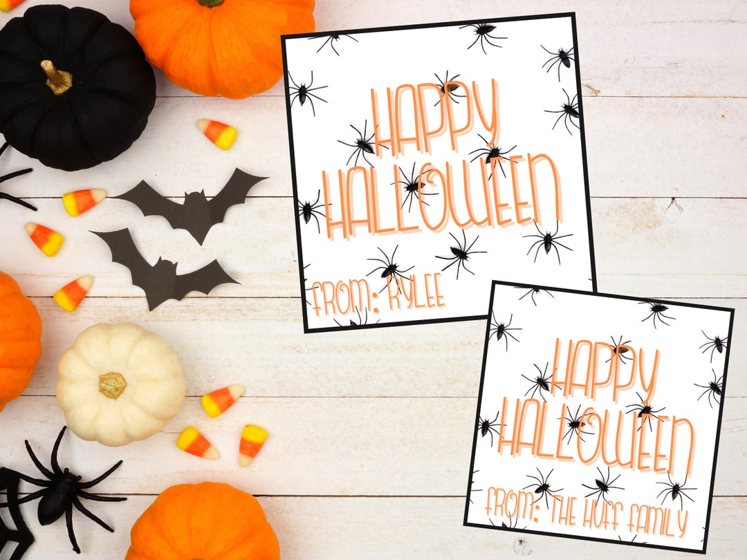 Editable Halloween Gift Tag , Happy Halloween , Spider Theme , Gift Tag ...