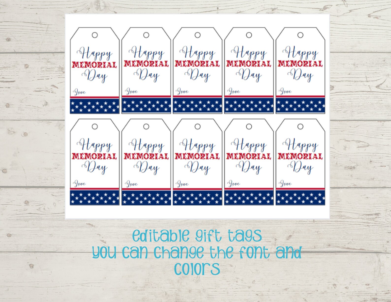 Editable Memorial Day Gift Tag , Memorial Day Favor Tag Template ...