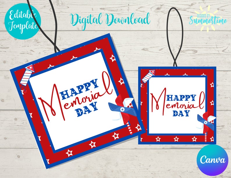 Editable Memorial Day Gift Tag , Memorial Day Favor Tag Template ...