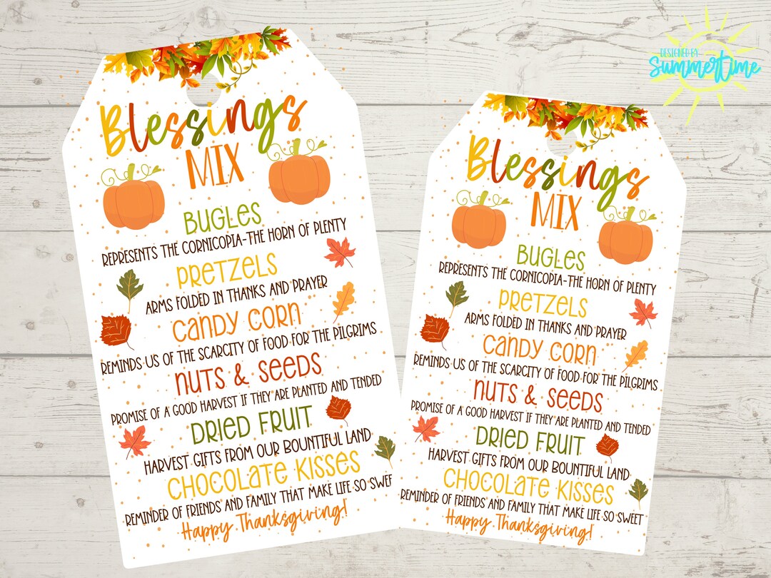 Editable Blessings Mix, Fall Gift Tag for Students Teachers Employees ...