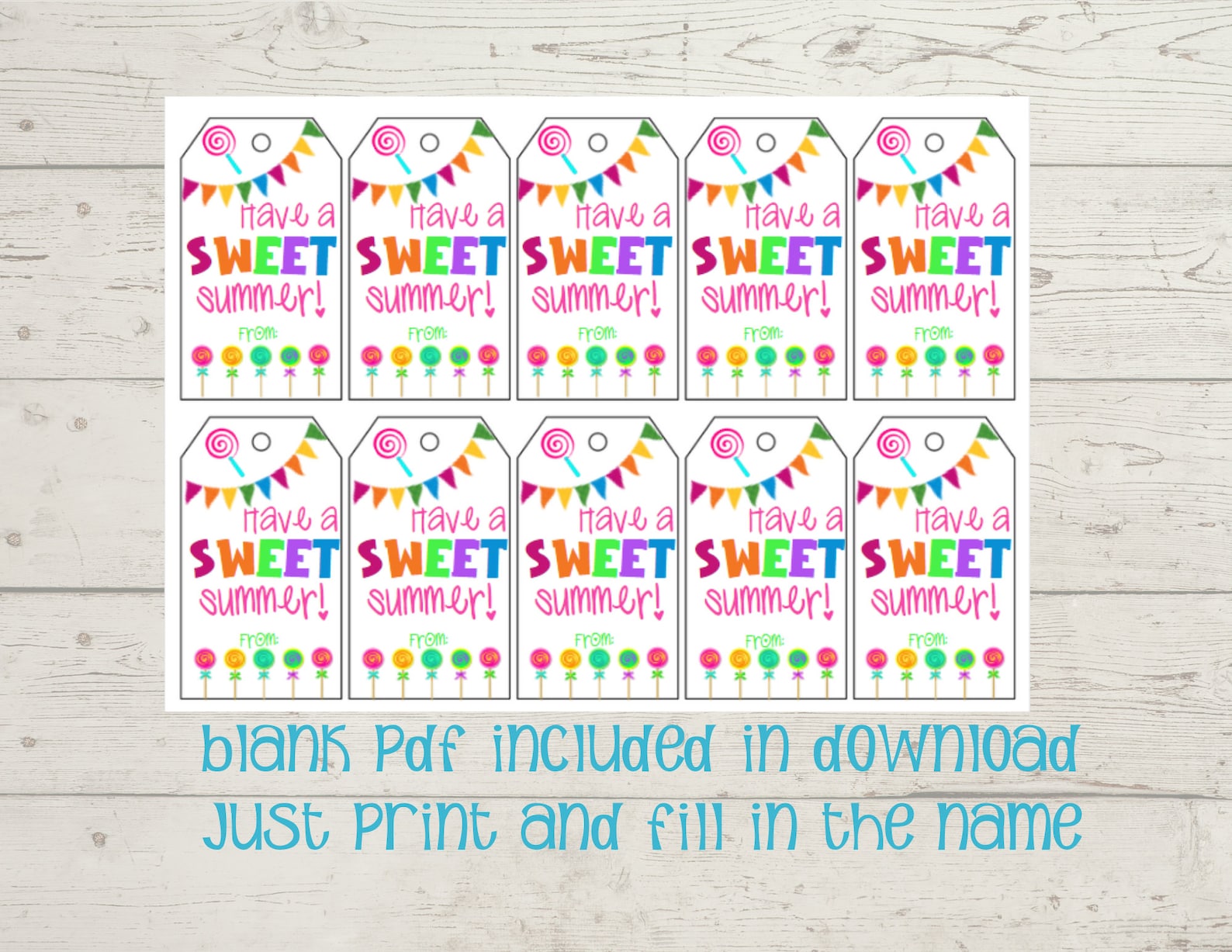 Editable End of Year Gift Tag , Sweet Summer Tag , End of Year Gift ...