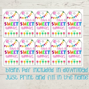 Editable End of Year Gift Tag , Sweet Summer Tag , End of Year Gift ...
