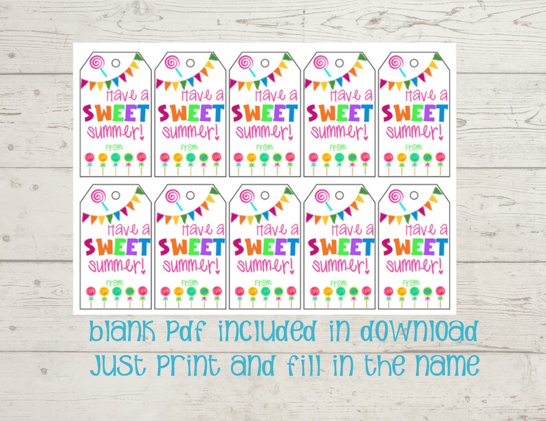 Editable End of Year Gift Tag , Sweet Summer Tag , End of Year Gift ...