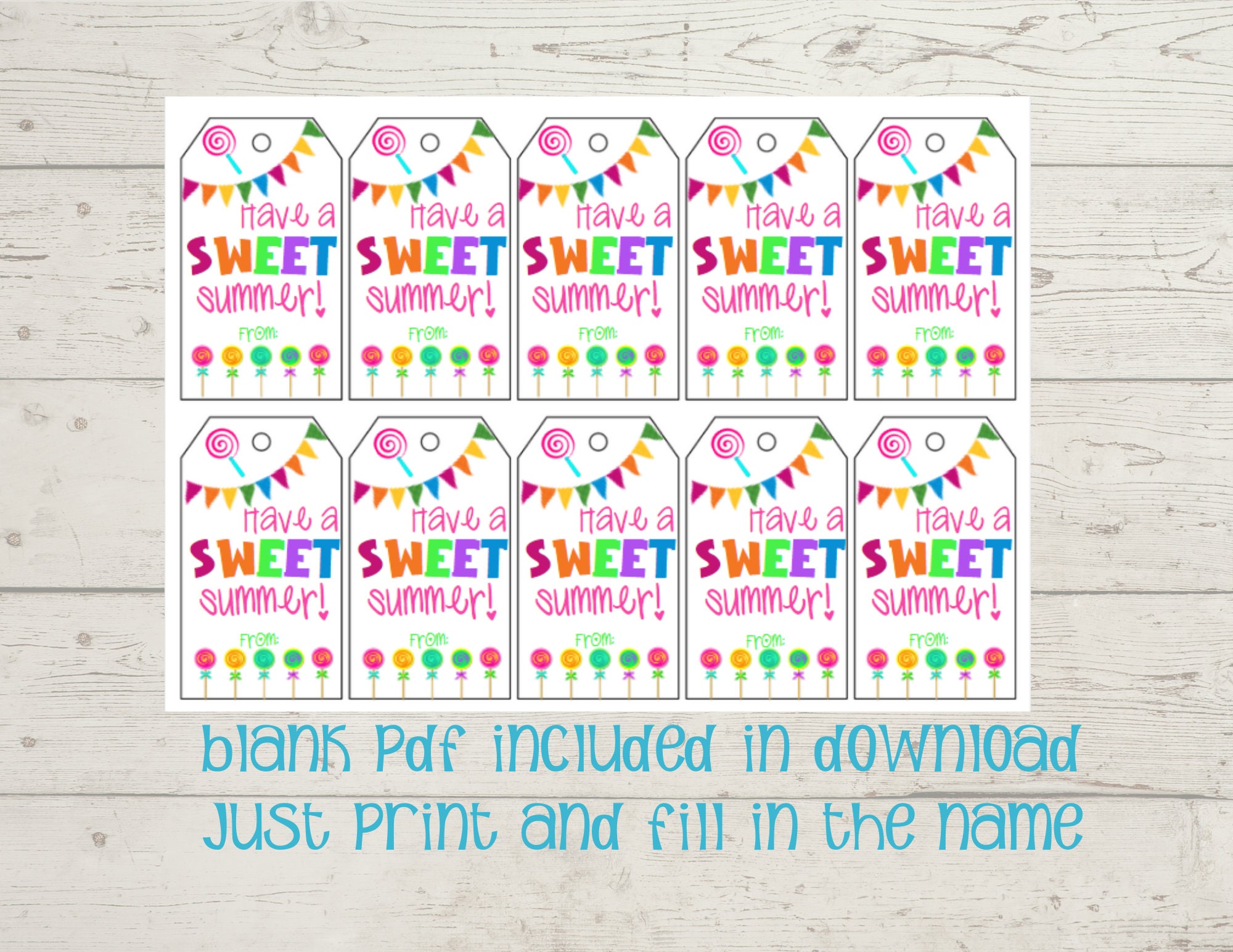 Editable End of Year Gift Tag , Sweet Summer Tag , End of Year Gift ...