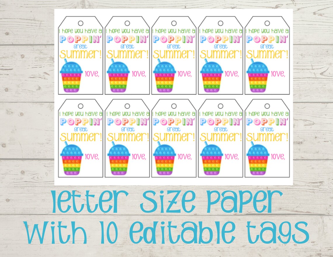 Editable End of Year Gift Tag , Poppin Summer Tag , End of Year Gift ...