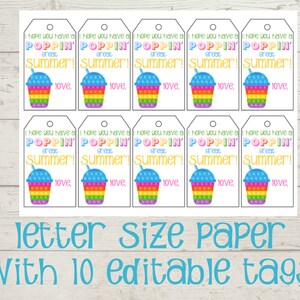 Editable End of Year Gift Tag , Poppin Summer Tag , End of Year Gift ...