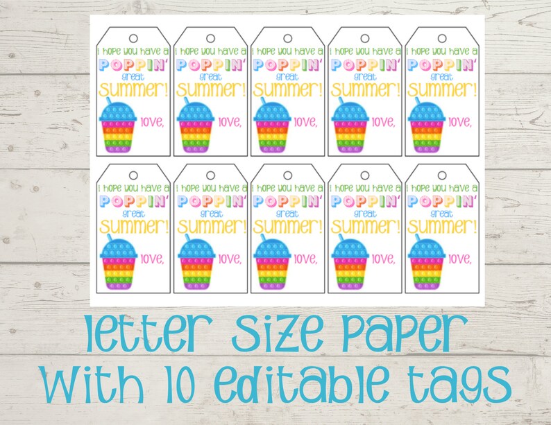 Editable End of Year Gift Tag , Poppin Summer Tag , End of Year Gift ...
