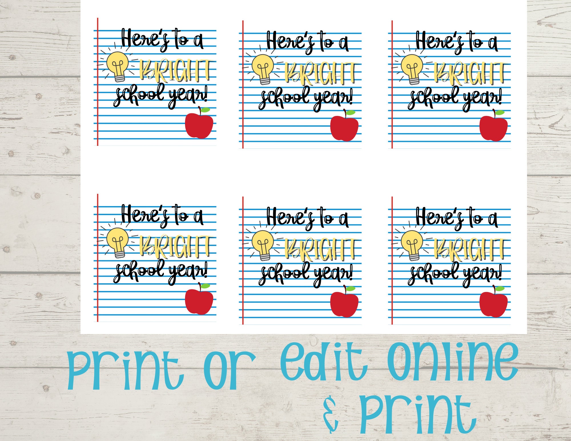 Editable Beginning of School Gift Tag , Bright School Year Tag , School ...