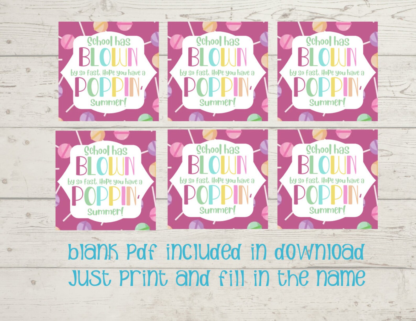 Editable Blow Pop Gift Tag, Gift Tag, End of Year Gift Tags for ...