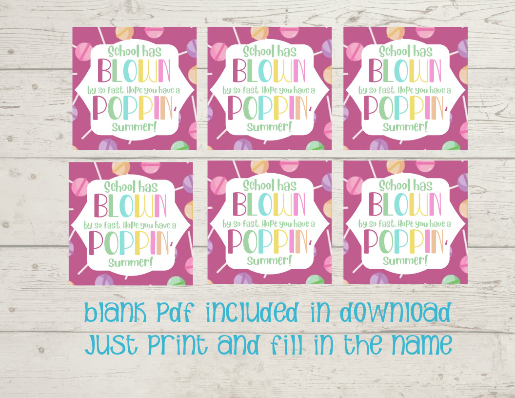 Editable Blow Pop Gift Tag, Gift Tag, End of Year Gift Tags for ...