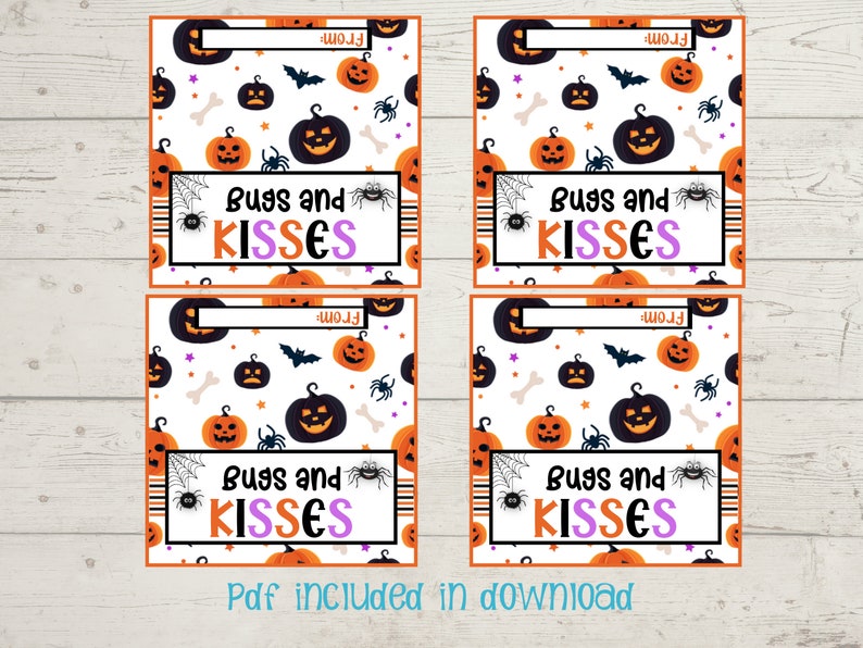 Editable Halloween Gift Tag , Bugs and Kisses, Gift Tag for Students ...