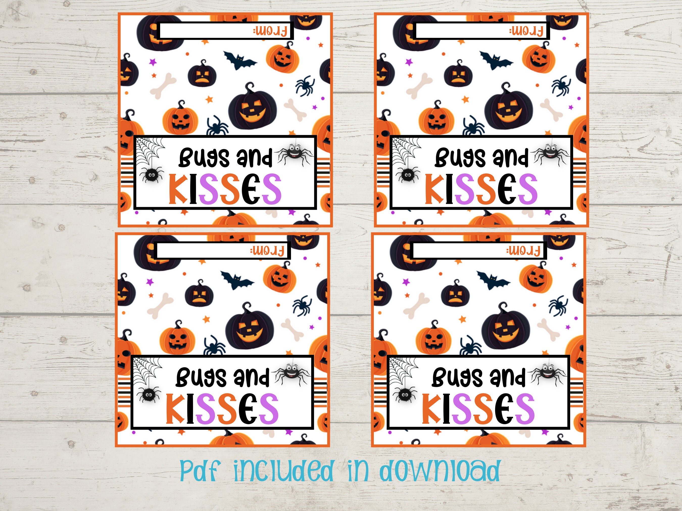 Editable Halloween Gift Tag , Bugs and Kisses, Gift Tag for Students ...