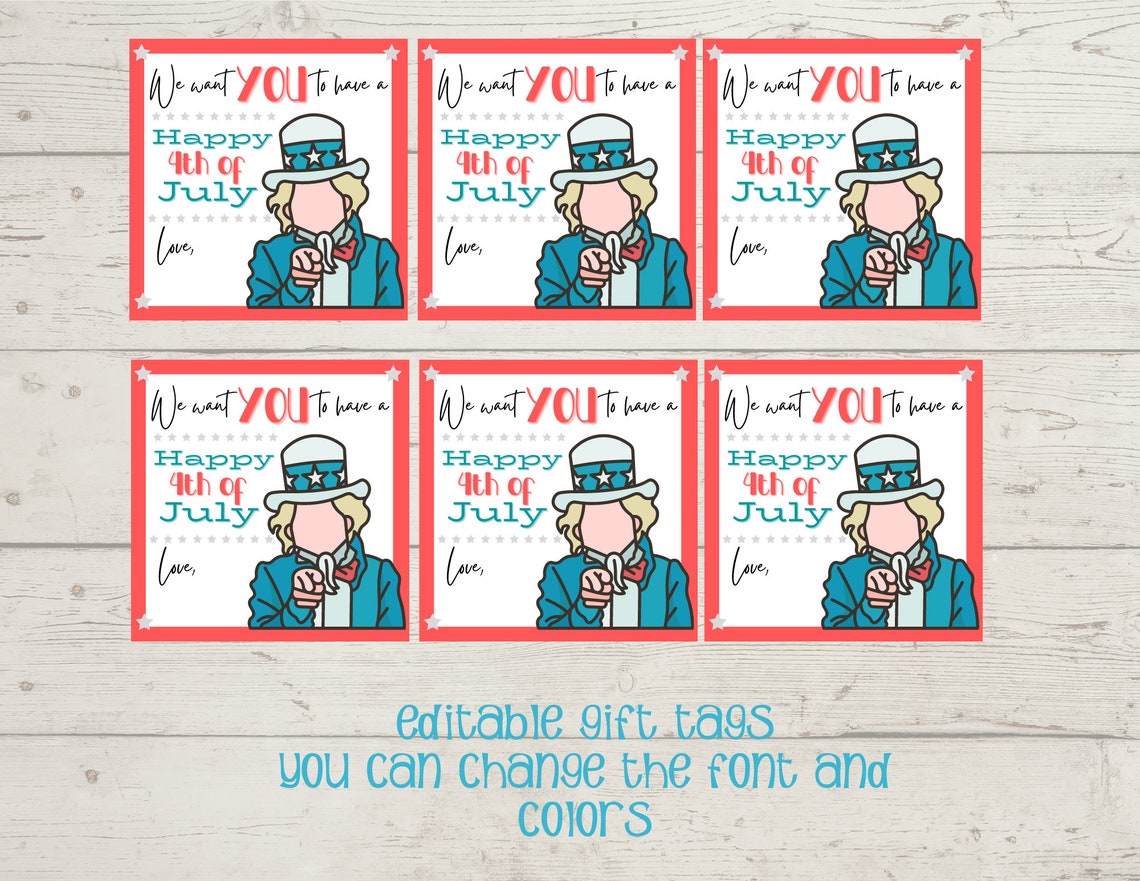 Editable Fourth of July Gift Tag 4th of July Favor Tag - Etsy