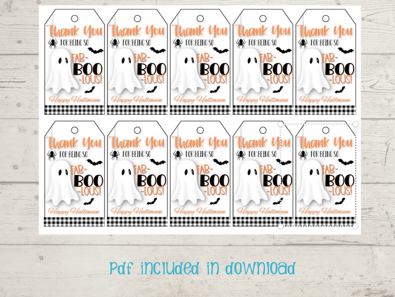 Editable Halloween Gift Tag , Thanks for Being Fab-boo-lous , Gift Tag ...