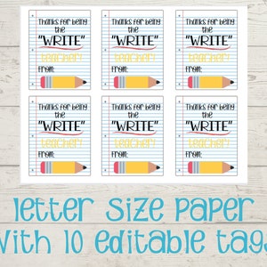 Editable the Write Teacher Tag , Teacher Appreciation , End of Year ...