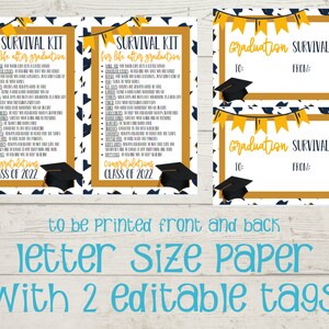 Editable Graduation Survival Kit Tag , Graduation Party , Printable ...