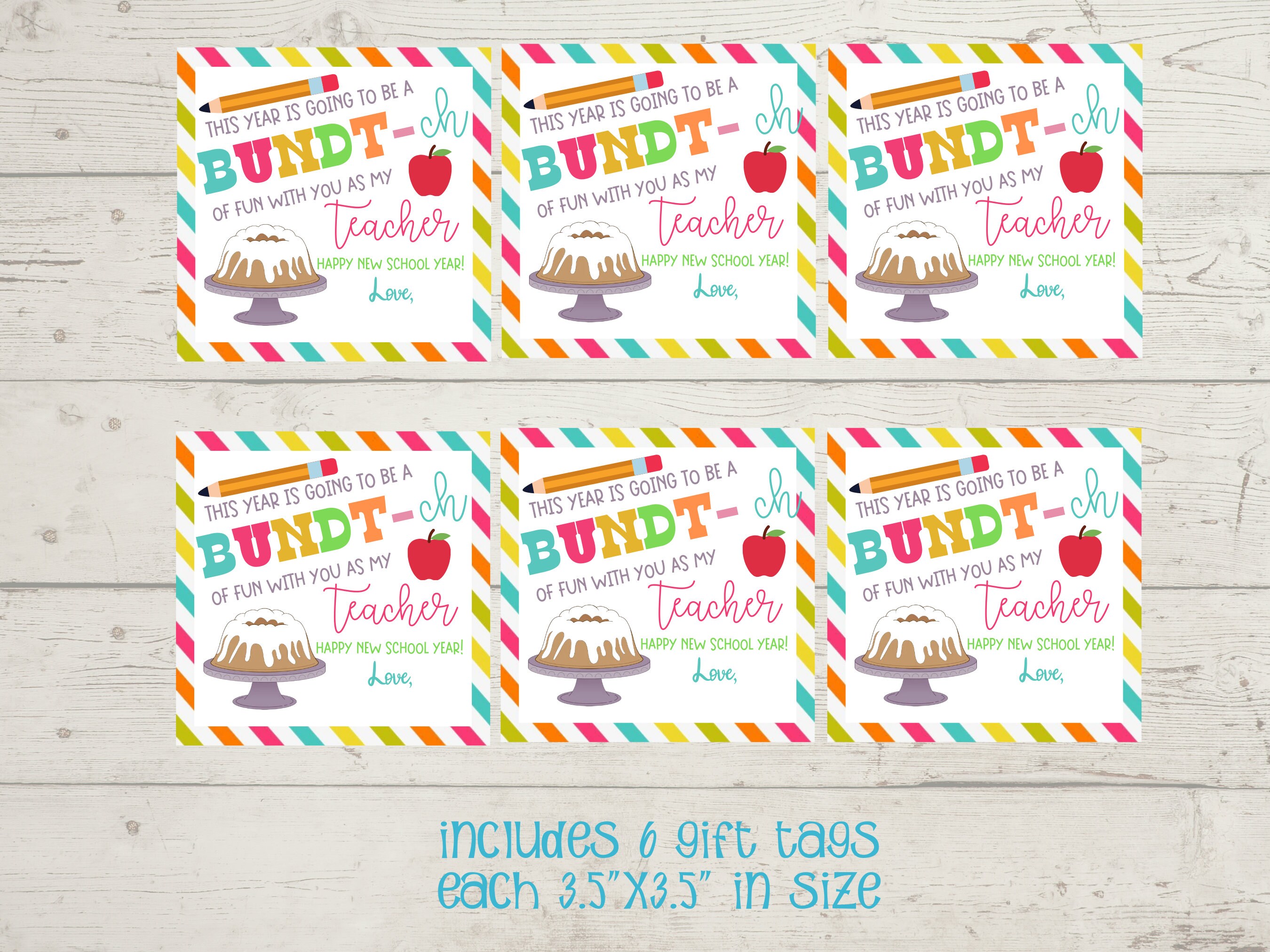 Editable Bundt Cake Gift Tag , Bundt Cake Appreciation Tag , Staff ...