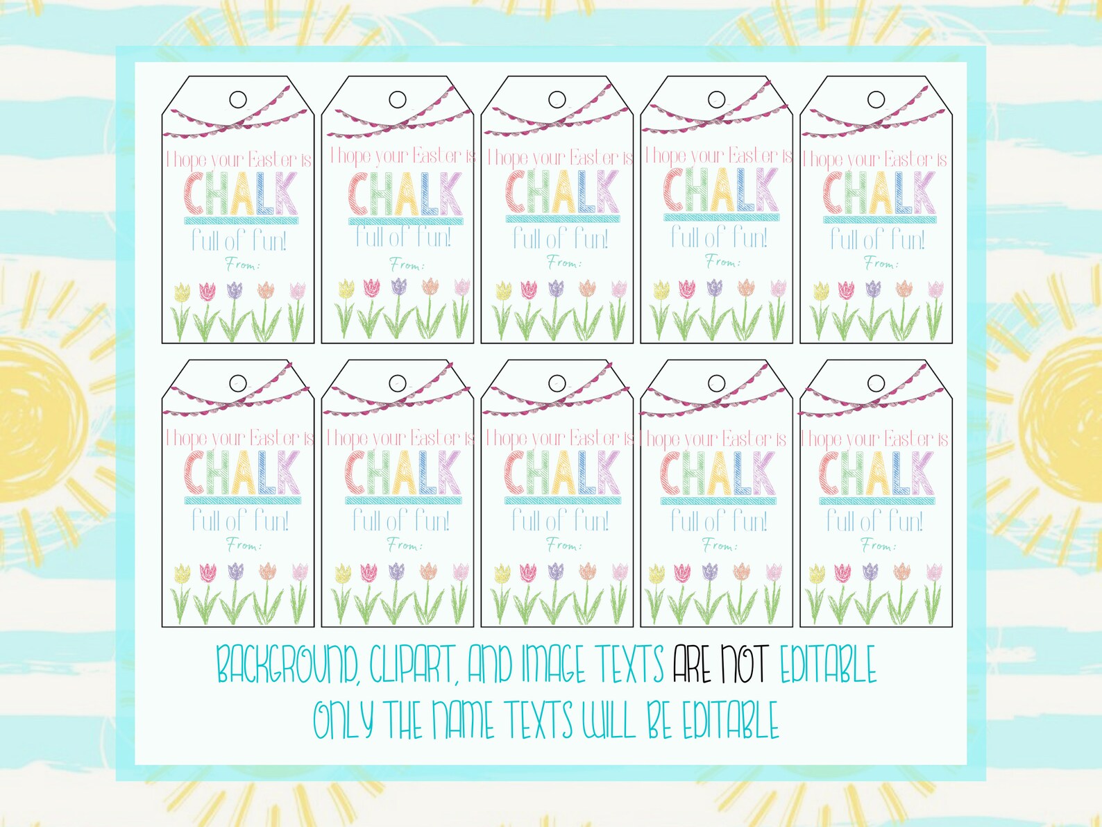Editable Easter Chalk Favor Tag , Chalk Full of Fun Tag , Easter Tag ...