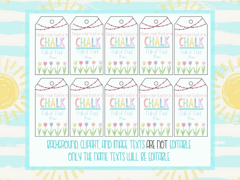 Editable Easter Chalk Favor Tag , Chalk Full of Fun Tag , Easter Tag ...