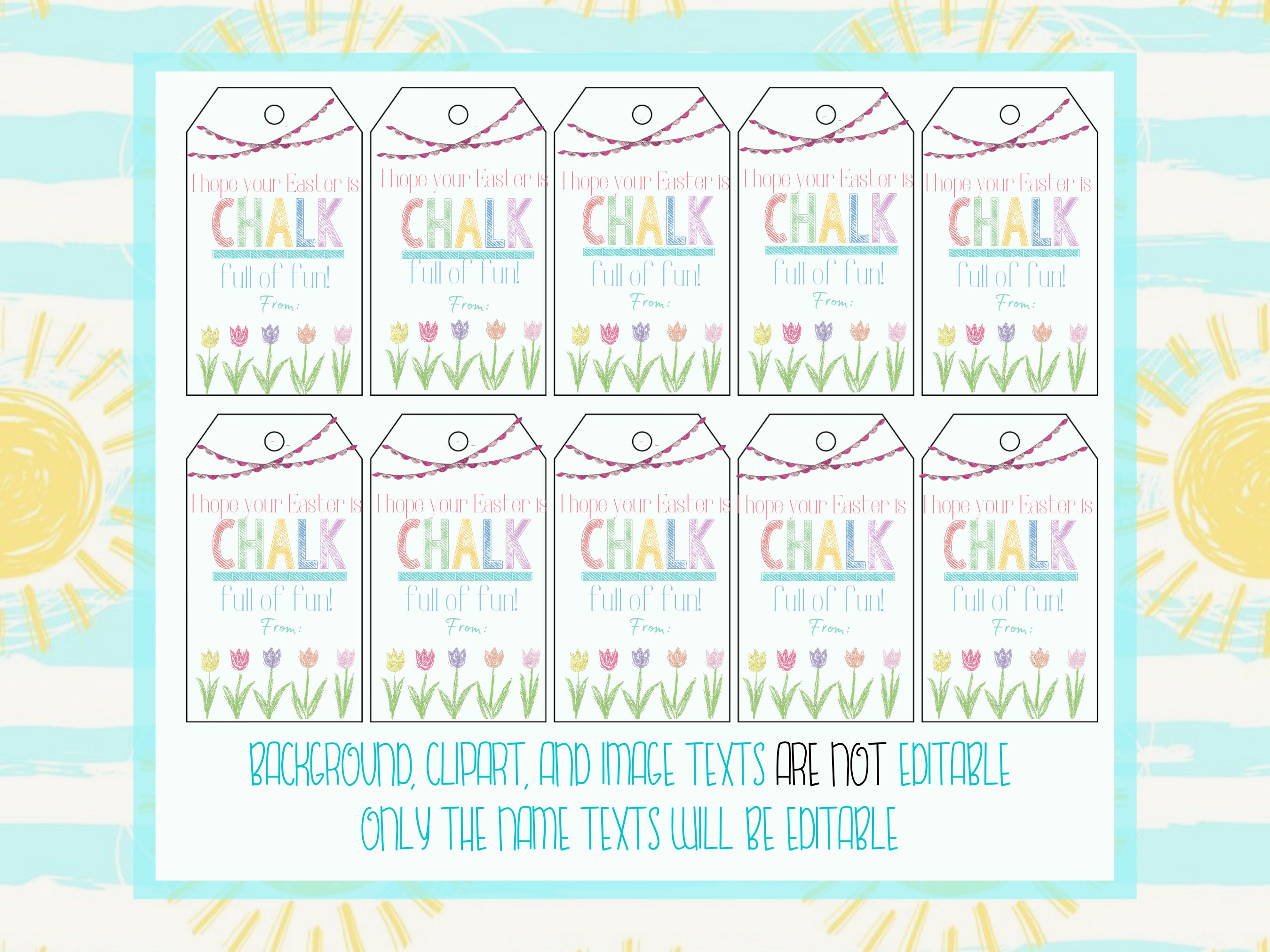Editable Easter Chalk Favor Tag , Chalk Full of Fun Tag , Easter Tag ...