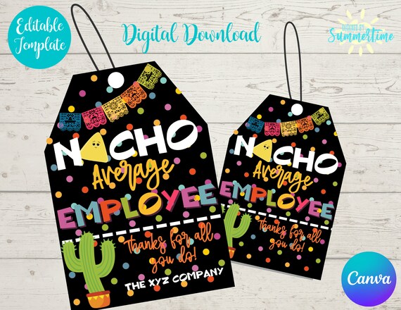 Editable Nacho Average Gift Tag Mexican Appreciation Lunch | Etsy