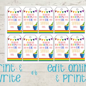 Editable End of Year Gift Tag , Buckets of Fun Tag , End of Year Gift ...