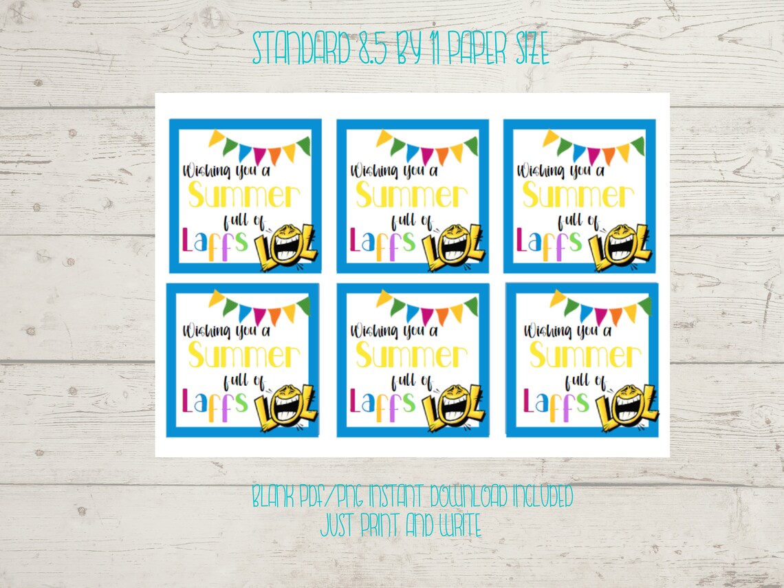 Editable End of Year Gift Tag , Summer Full of Laffs Tag , End of Year ...