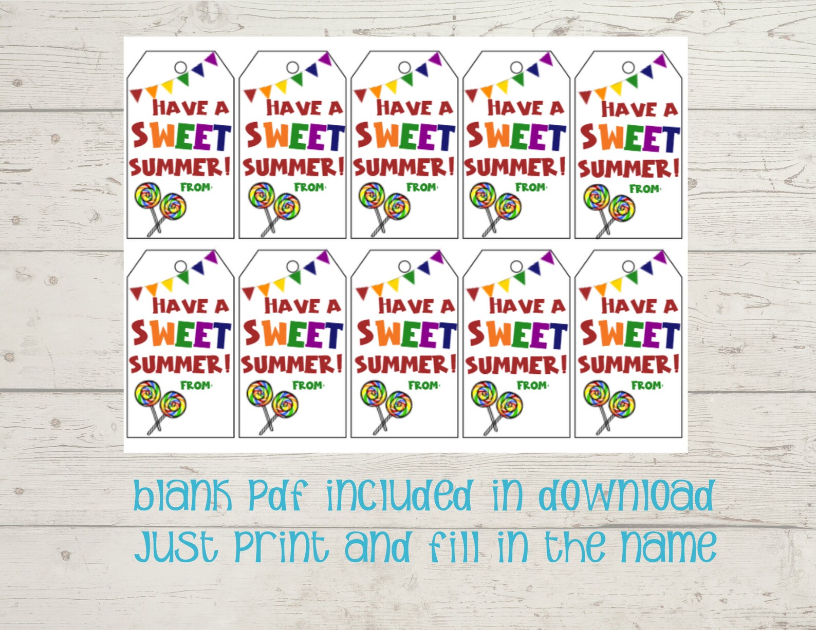 Editable End of Year Gift Tag , Sweet Summer Tag , End of Year Gift ...