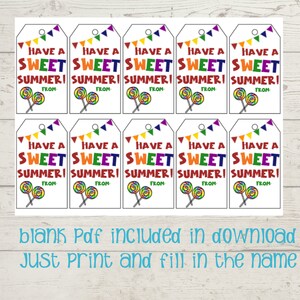 Editable End of Year Gift Tag , Sweet Summer Tag , End of Year Gift ...