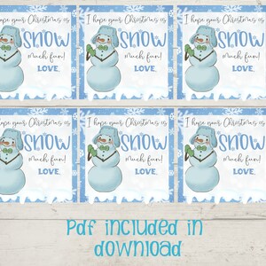 Editable Christmas Gift Tag, Snow Much Fun , Snowman Gift Tag, Gift Tag ...