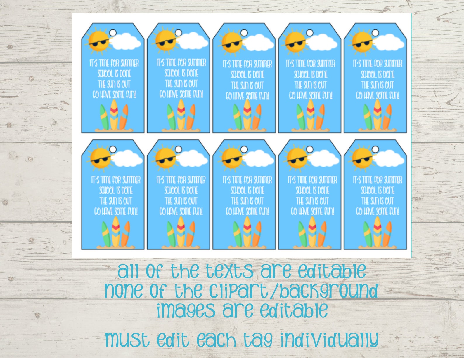 Editable End of Year Gift Tag , Summer Tag , End of Year Gift Tags for ...