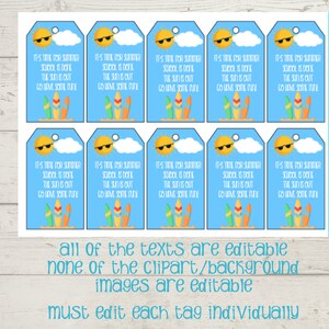 Editable End of Year Gift Tag , Summer Tag , End of Year Gift Tags for ...