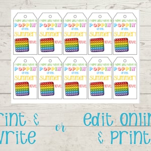 Editable End of Year Gift Tag , Poppin Summer Tag , End of Year Gift ...