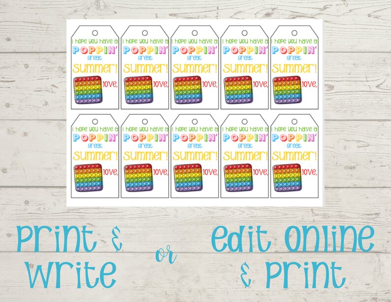Editable End of Year Gift Tag , Poppin Summer Tag , End of Year Gift ...