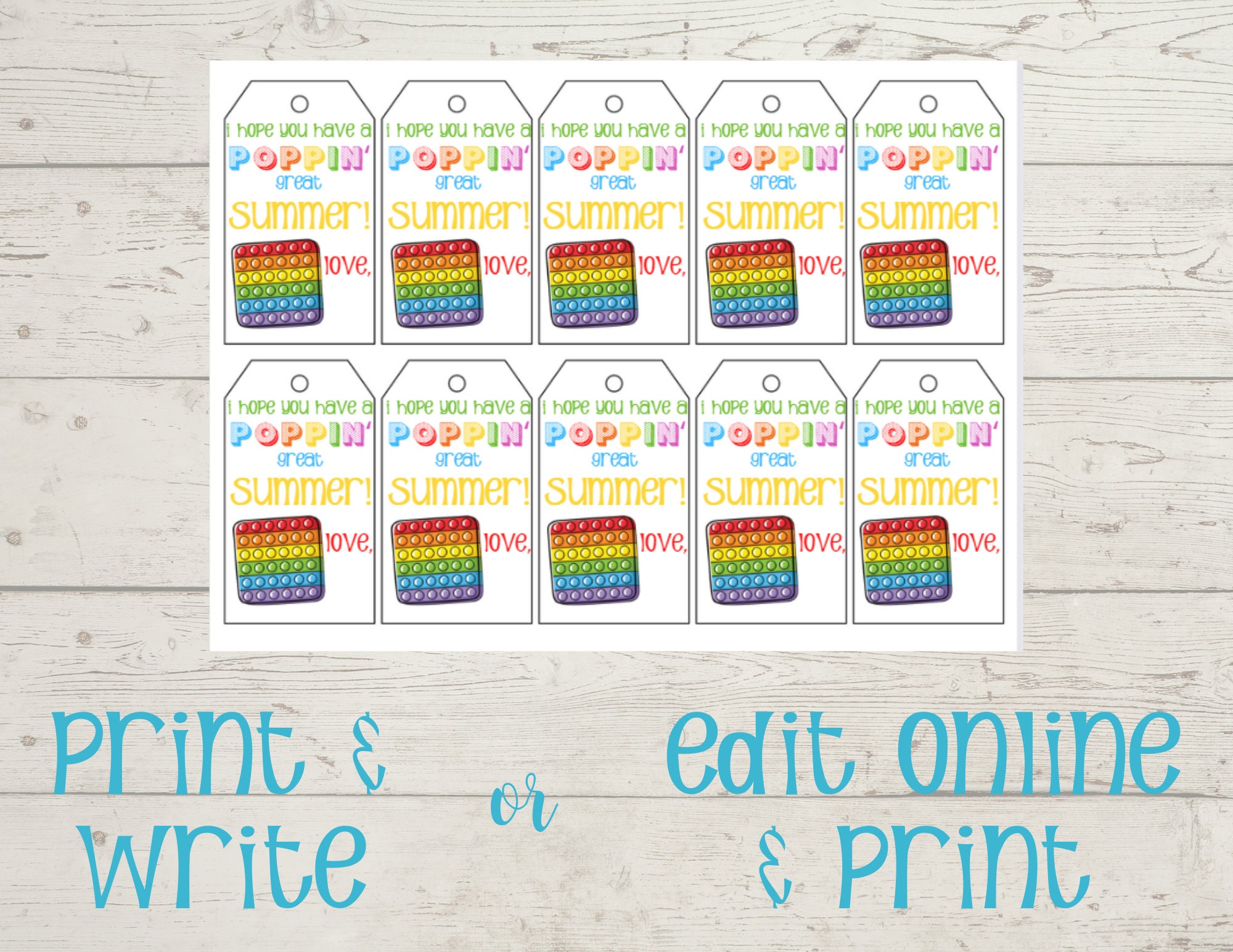 Editable End of Year Gift Tag , Poppin Summer Tag , End of Year Gift ...