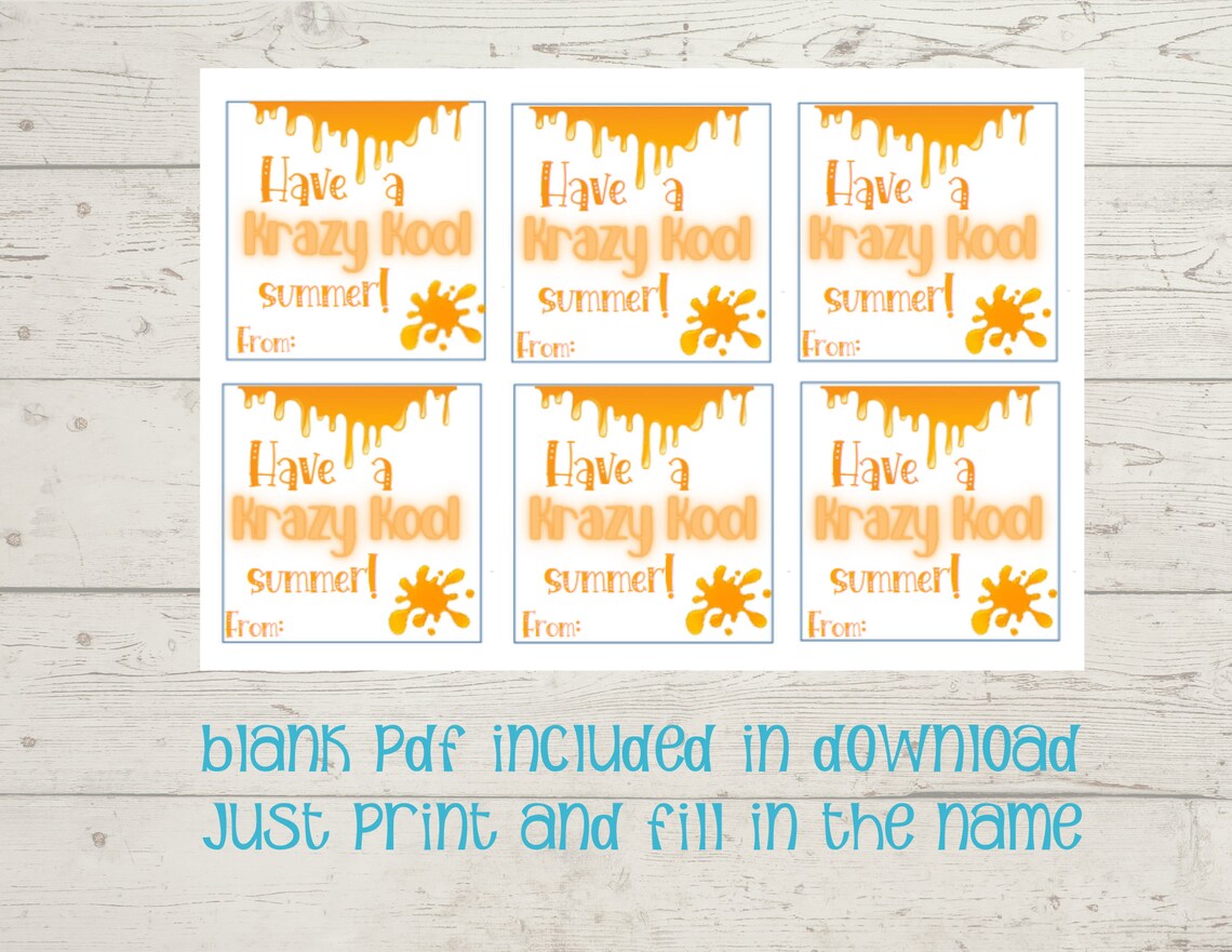 Editable End of Year Gift Tag , Krazy Kool Summer Tag , End of Year ...
