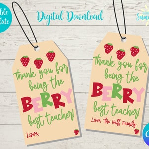 Editable Berry Favor Tag , Berry Sweet Summer Tag , End of School Tag ...
